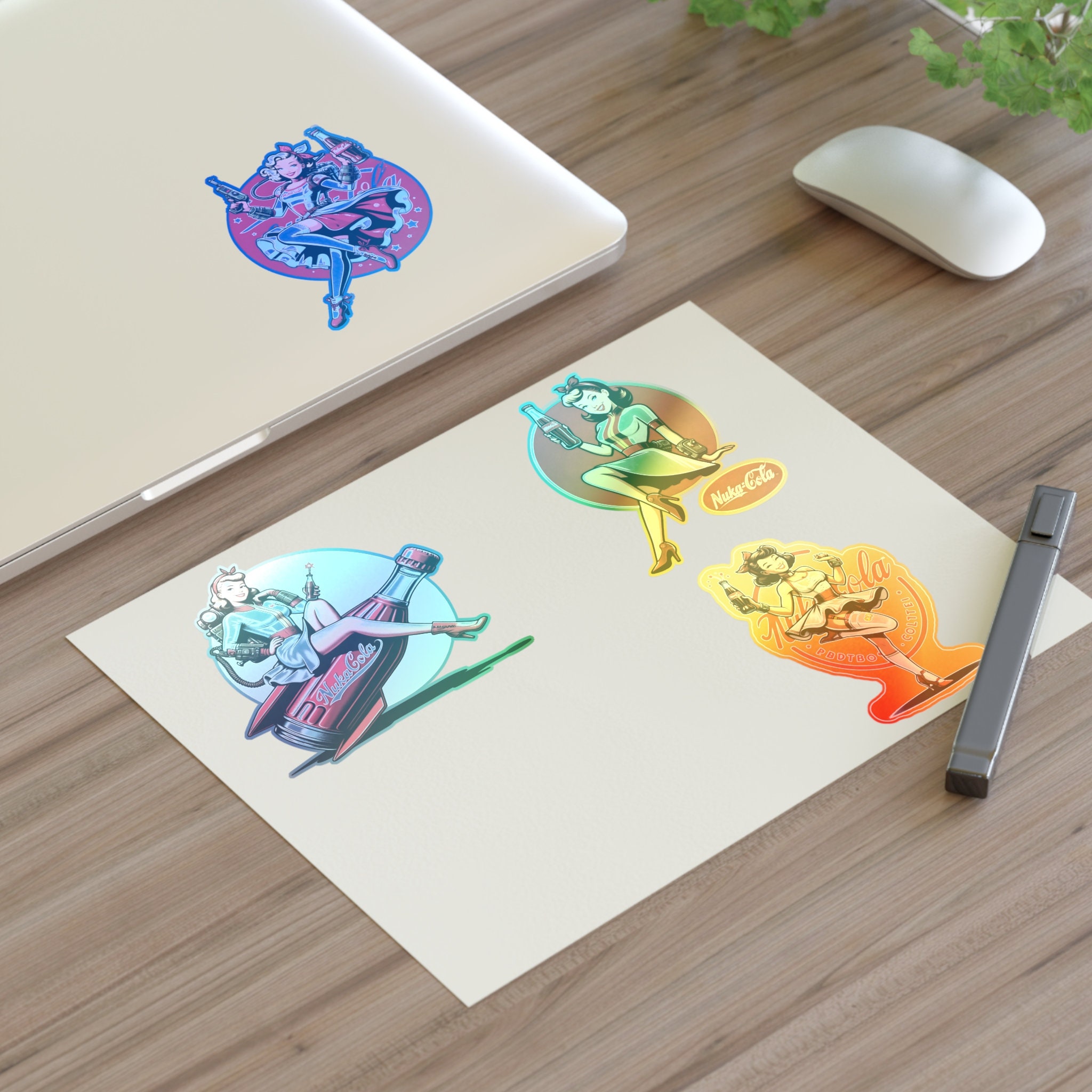 Kiss-cut Fallout Sticker Sheet 4 Unique Nuka Cola Pin-up Girls, Varied ...