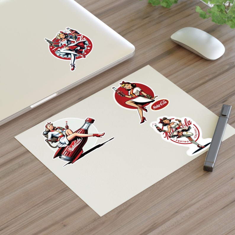 Kiss-cut Fallout Sticker Sheet 4 Unique Nuka Cola Pin-up Girls, Varied ...