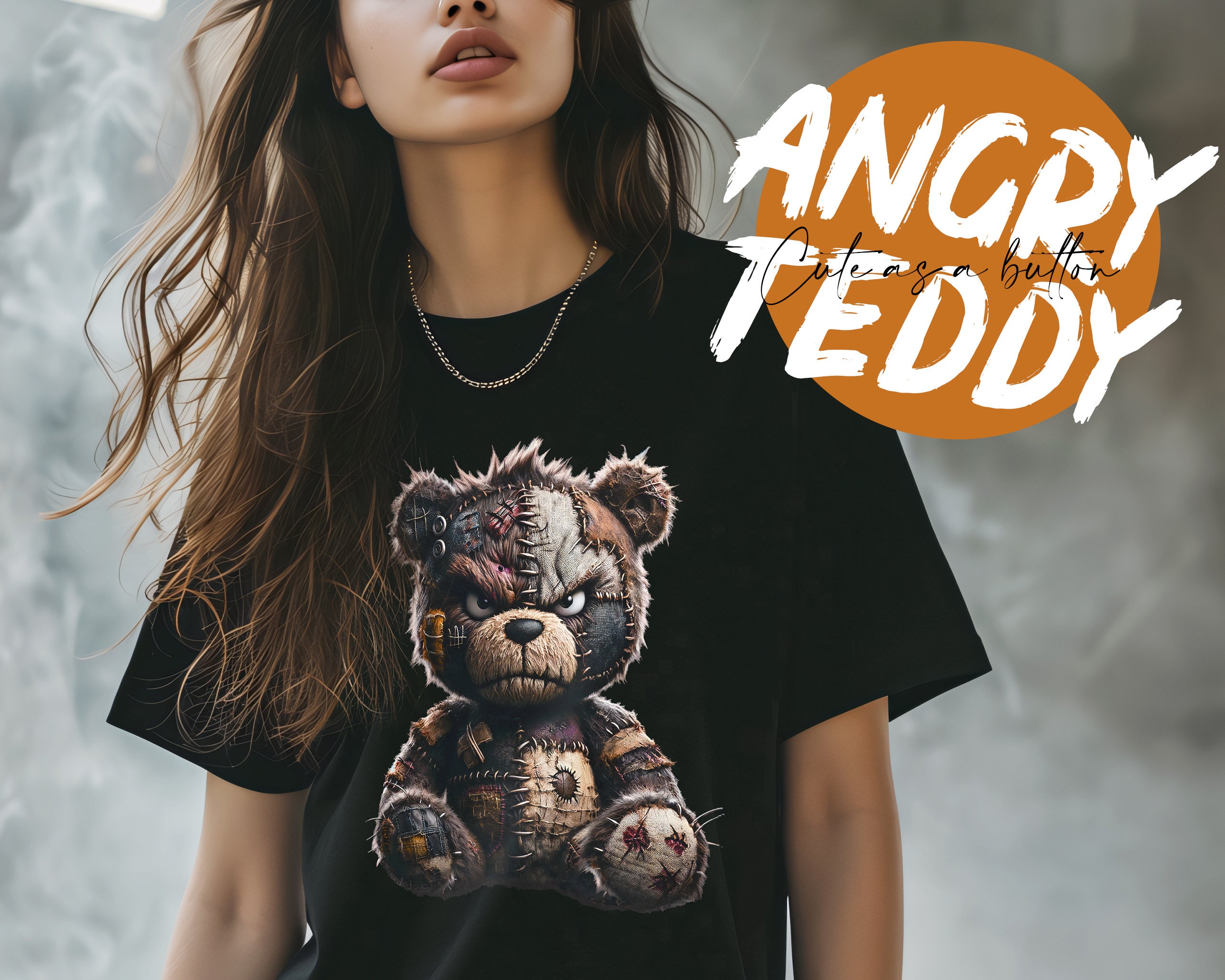 Angry Teddy Tee 'cute as a Button' Sarcastic Streetwear, XS-4XL, Rebel ...