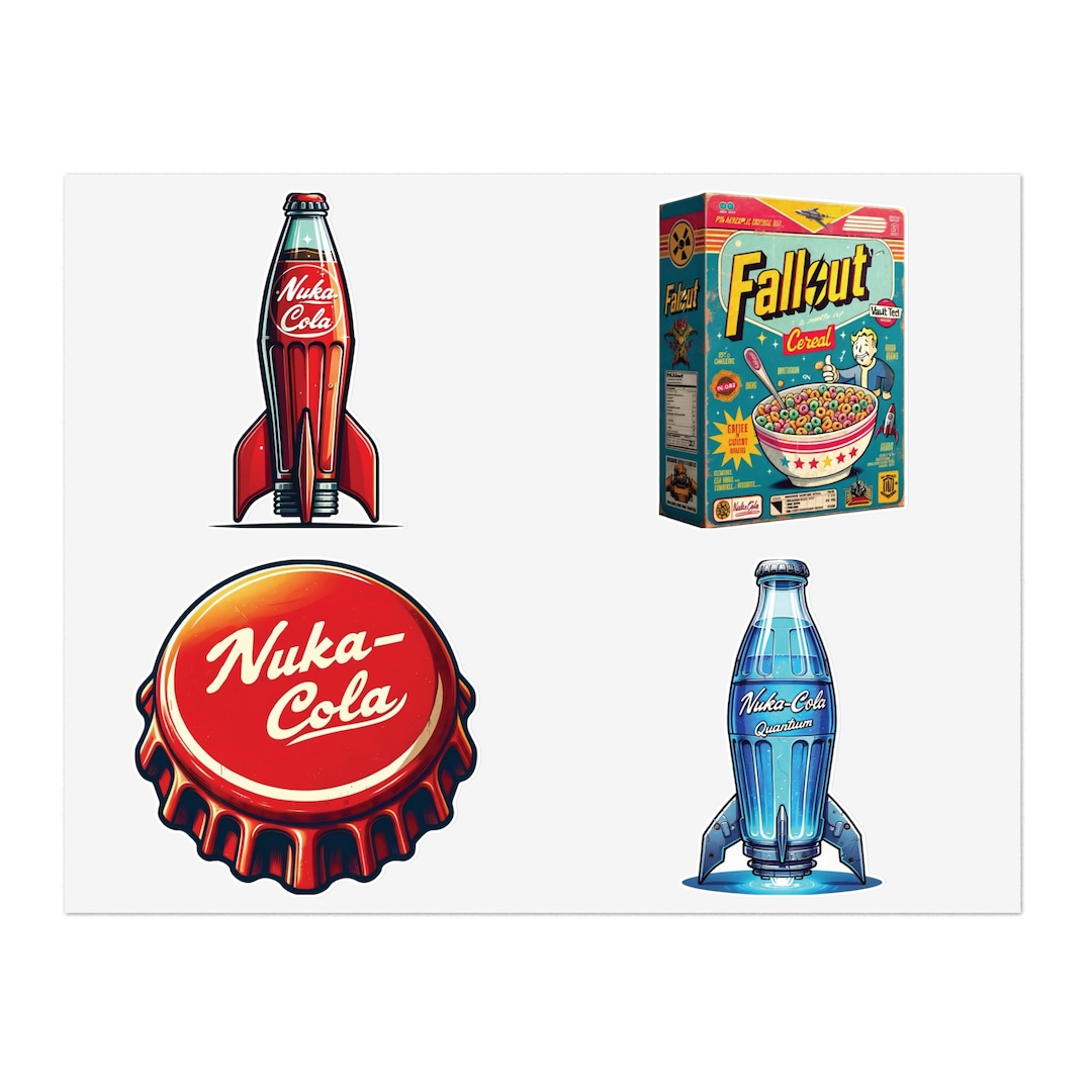 Kiss-cut Fallout Sticker Sheet Classic Nuka Cola, Cereal Box, Nuka Cola ...