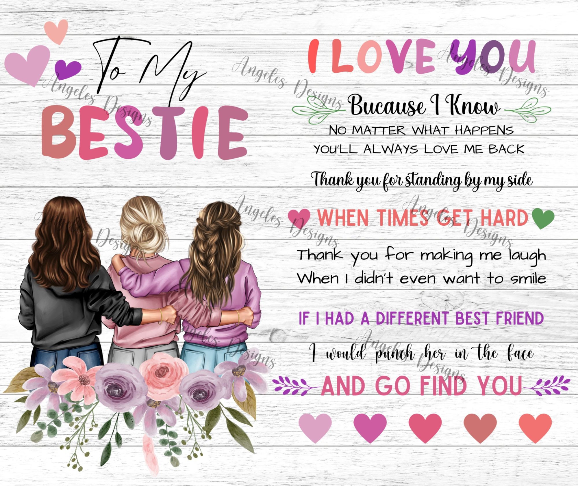 Best Friends PNG File/ Sublimation/ Tumbler Wrap/ Best Friends Design ...