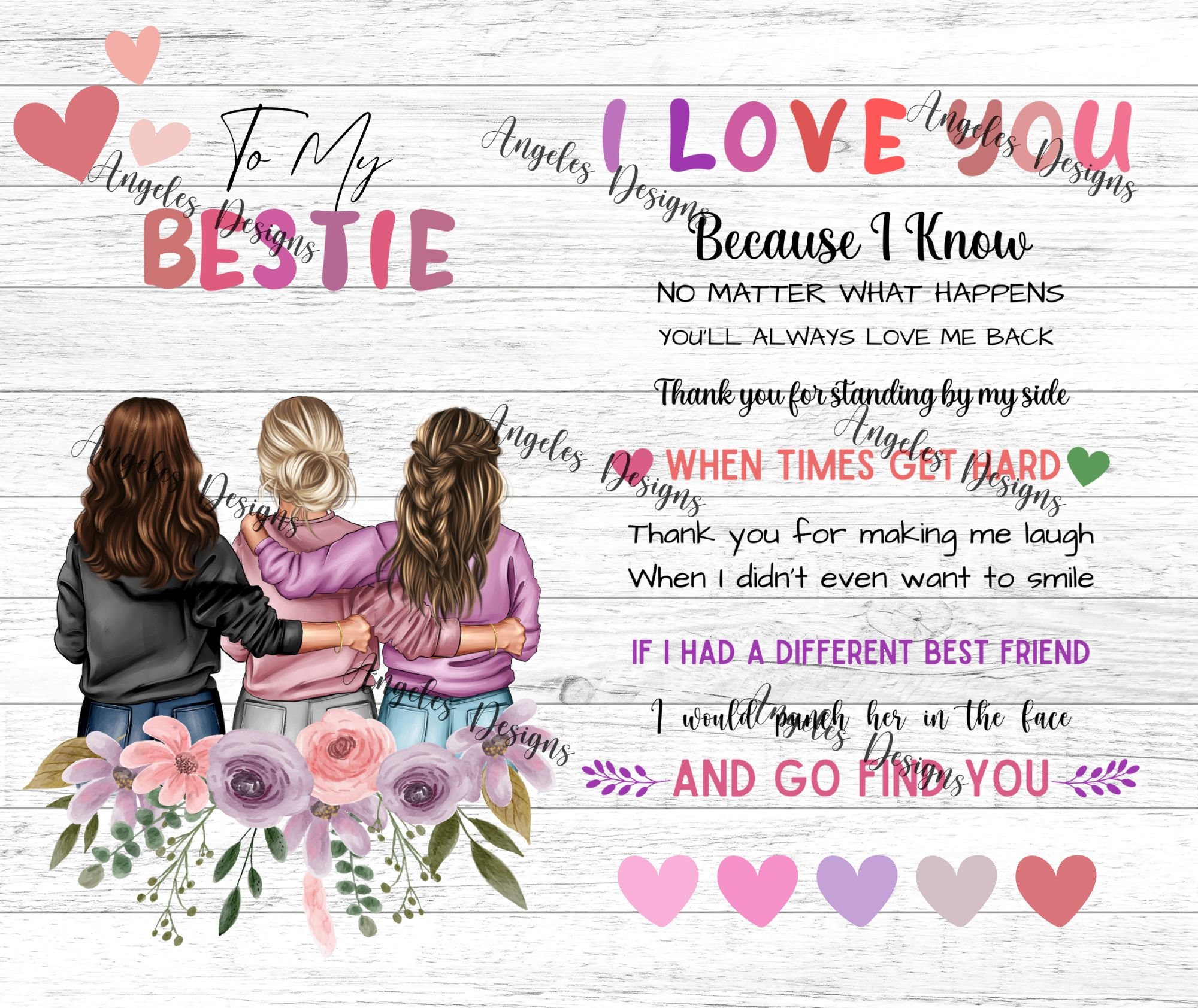 Best Friends PNG File/ Sublimation/ Tumbler Wrap/ Best Friends Design ...