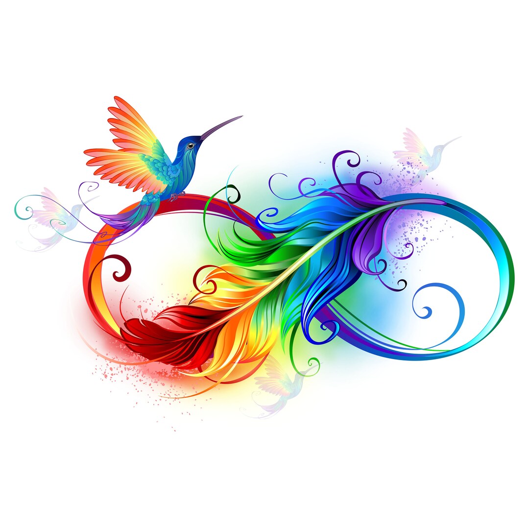 Hummingbird Infinity Feather PNG File/ Sublimation/ Tumbler Wrap/ Iron ...