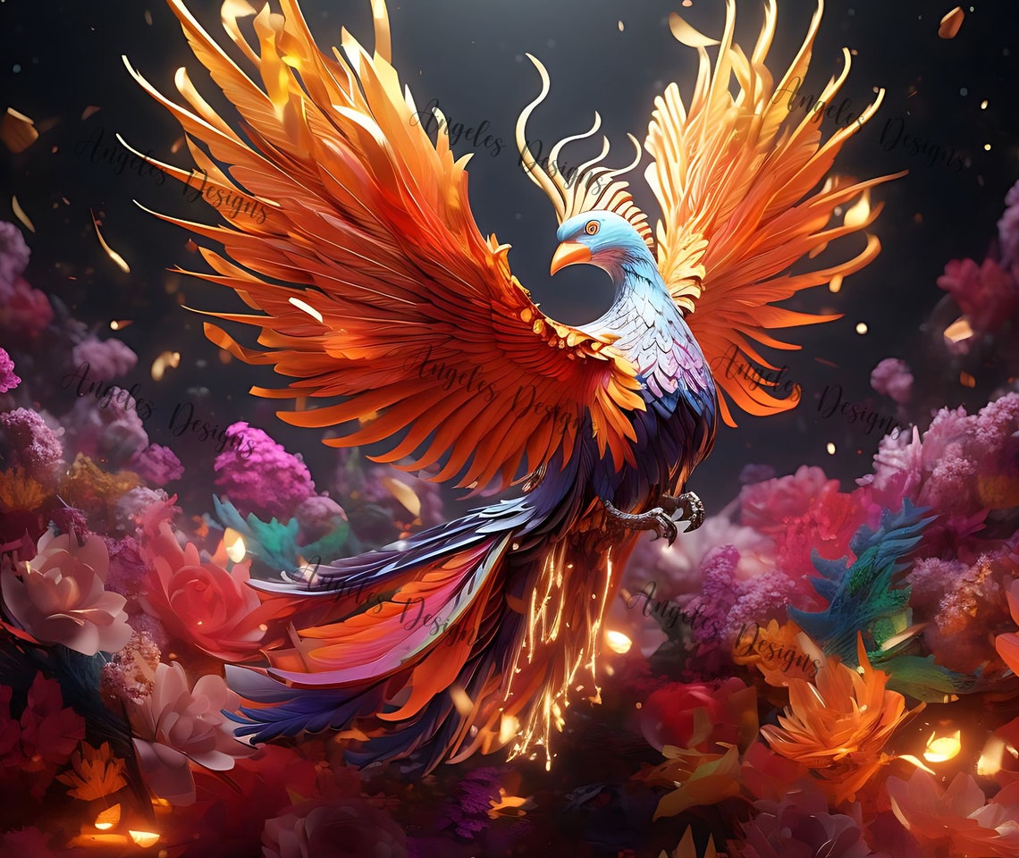 3D Phoenix PNG File/ Tumbler Wrap/ Sublimation/ Wall Art/ Phoenix ...