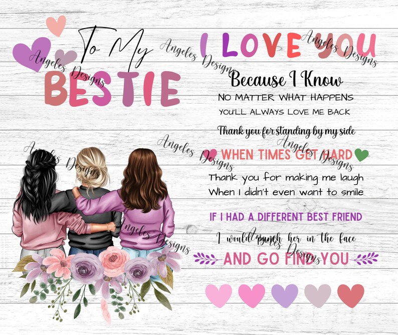 Best Friends PNG File/ Sublimation/ Tumbler Wrap/ Best Friends Design ...
