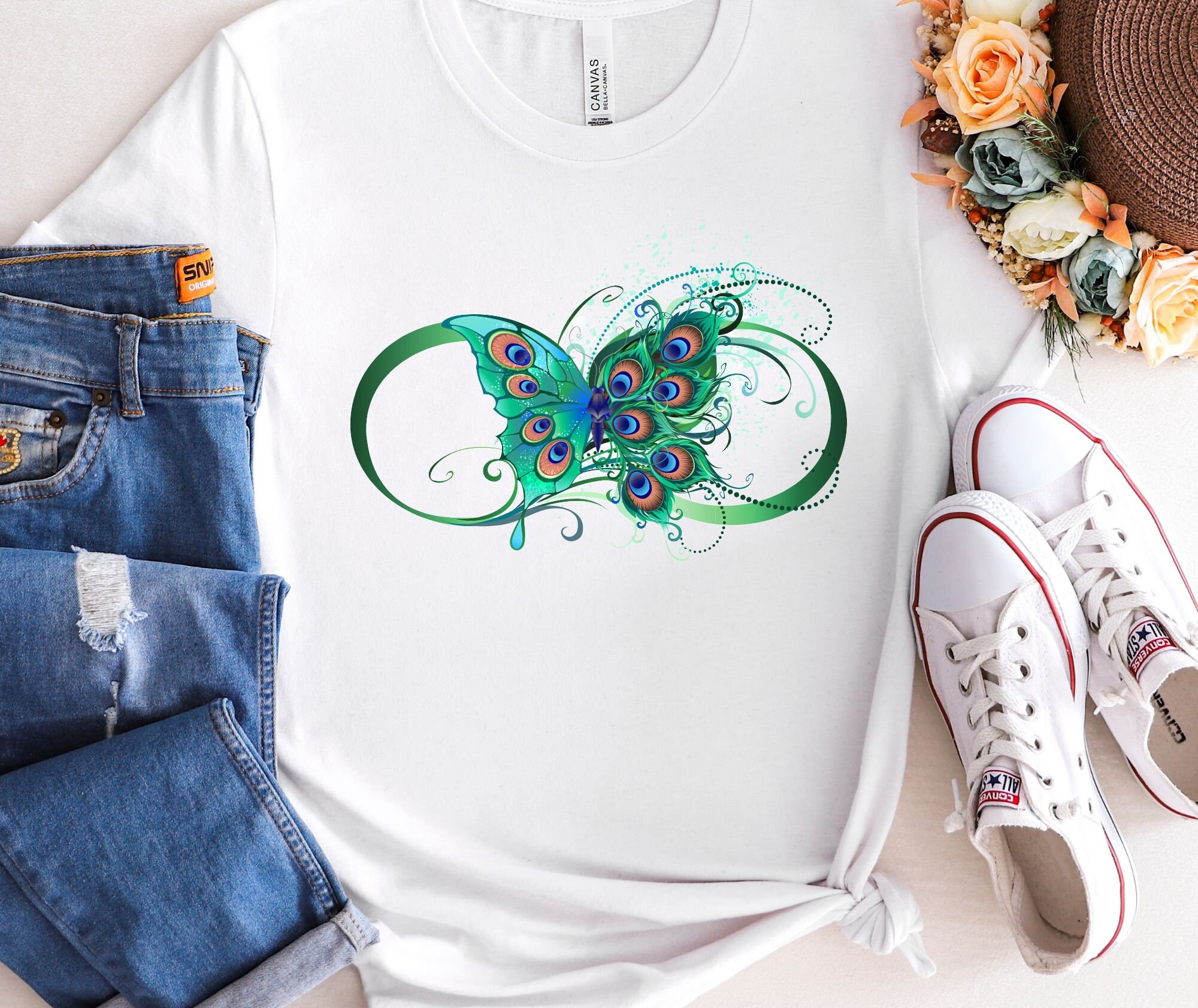 Infinity Feather PNG File/ Sublimation/ Tumbler Wrap/ Iron On/ Peacock ...