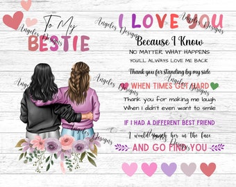 Best Friends PNG File/ Sublimation/ Tumbler Wrap/ Best Friends Design ...