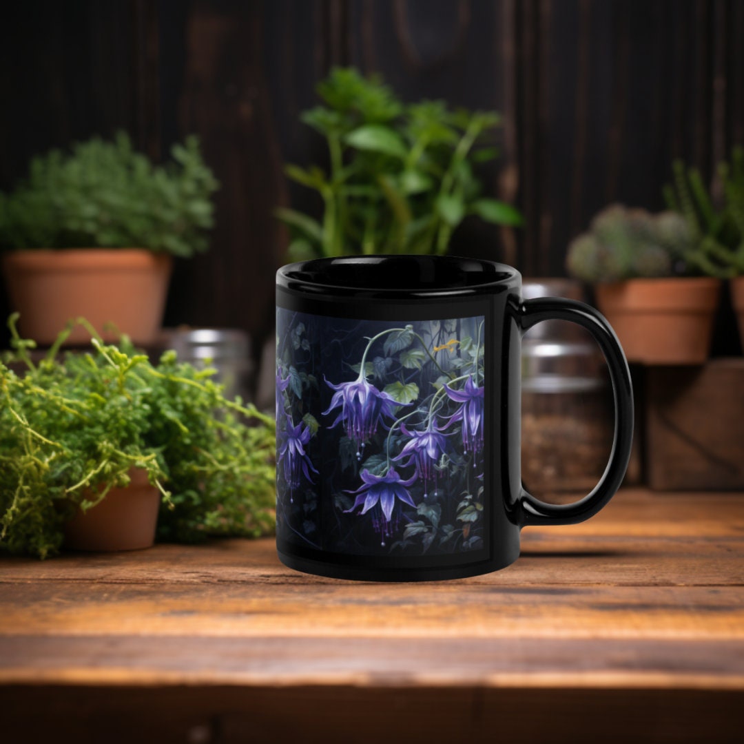 Deadly Nightshade Black Glossy Mug - Etsy