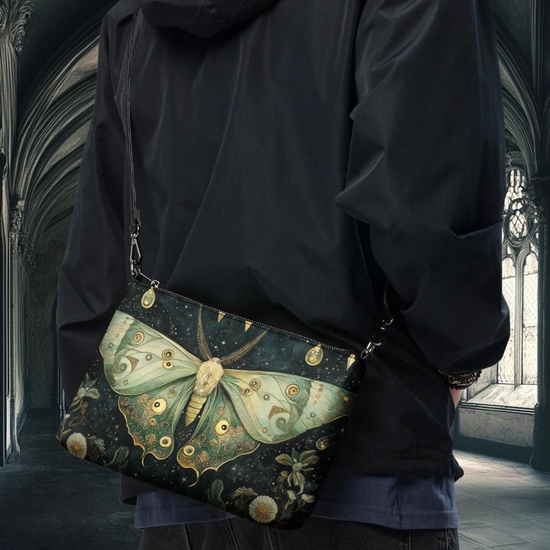 Ethereal Moth Crossbody Bag Gothic Moon Phases Handbag, Witchy Purse ...