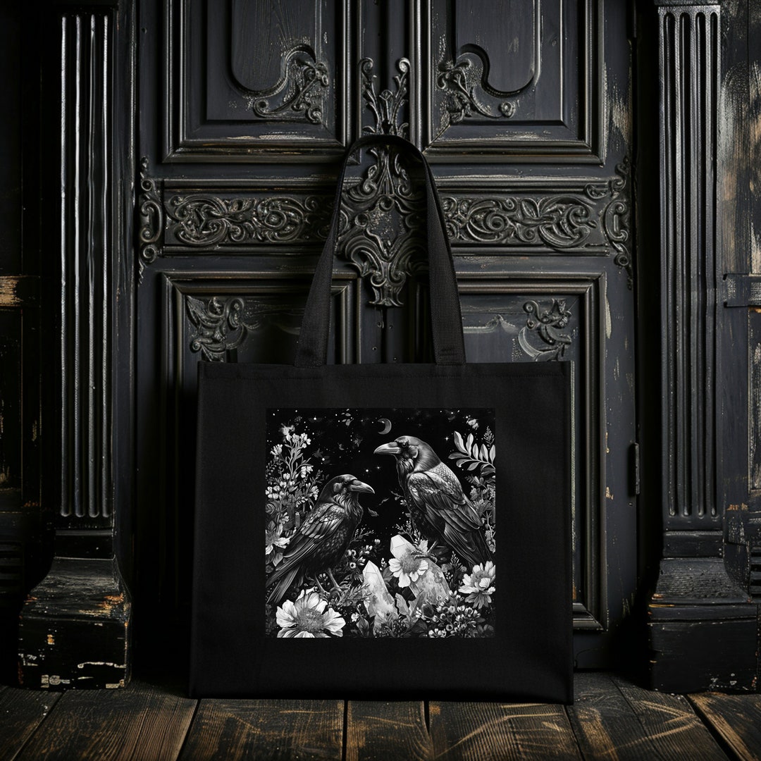Raven Bag, Gothic Tote Bag, Raven Art, Fantasy Art, Black Handbag ...