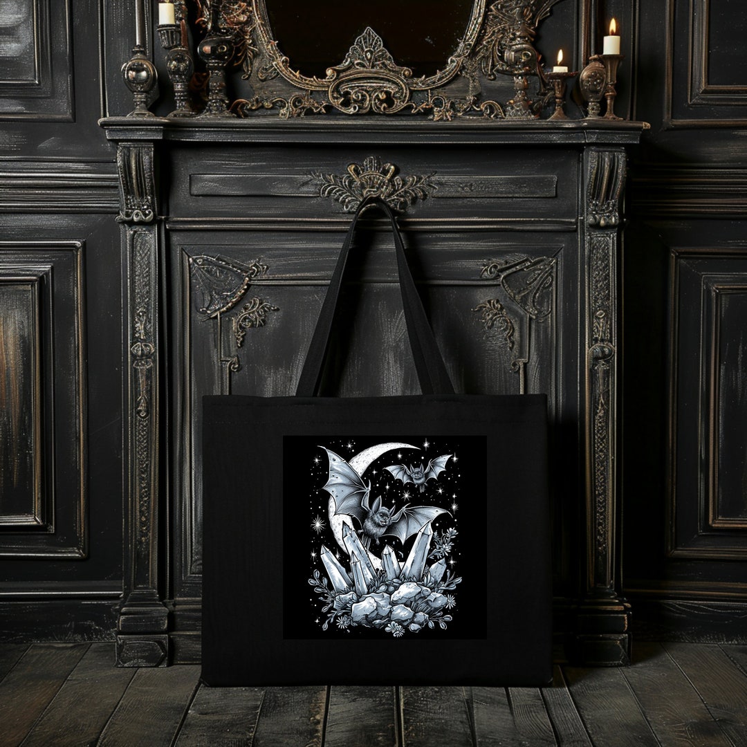Large Black Tote, Black Bat Bag, Gothic Bag, Ladies Shoulder Bag ...