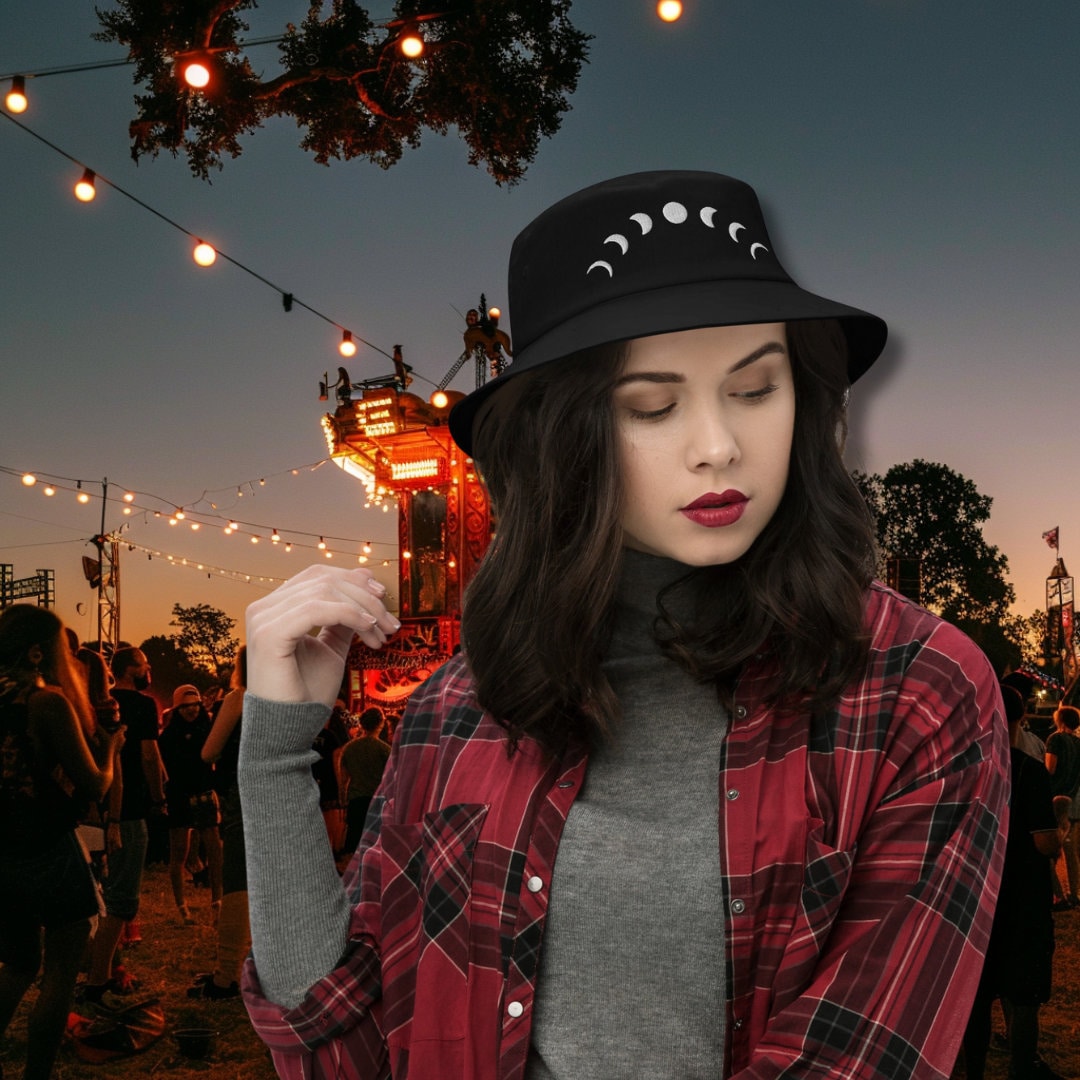 Moon Phase Bucket Hat Celestial Fashion Accessory Lunar Cycle Hat Boho ...