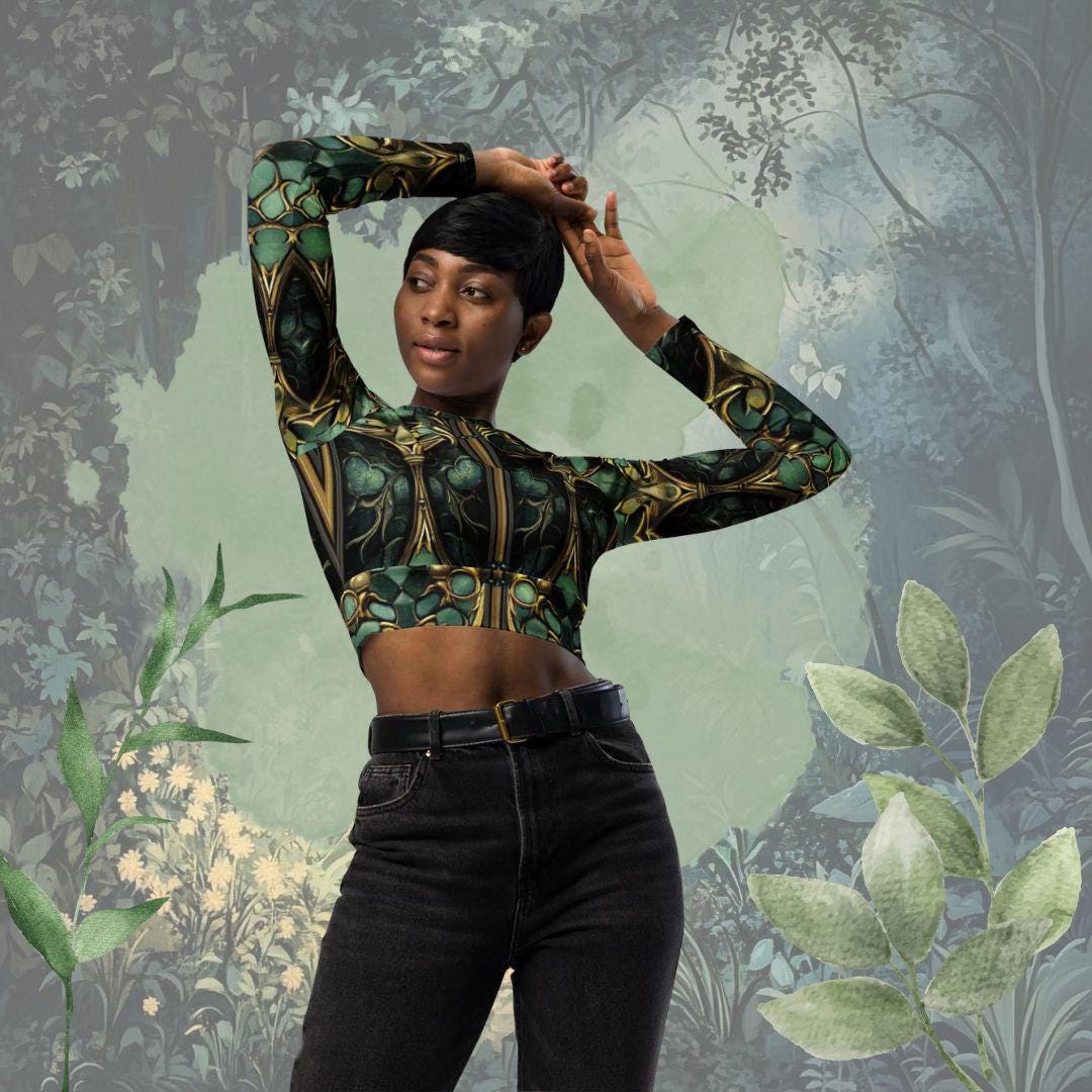 Green Stained Glass Crop Top, Green Gym Top, Ladies Crop Top, Pretty ...