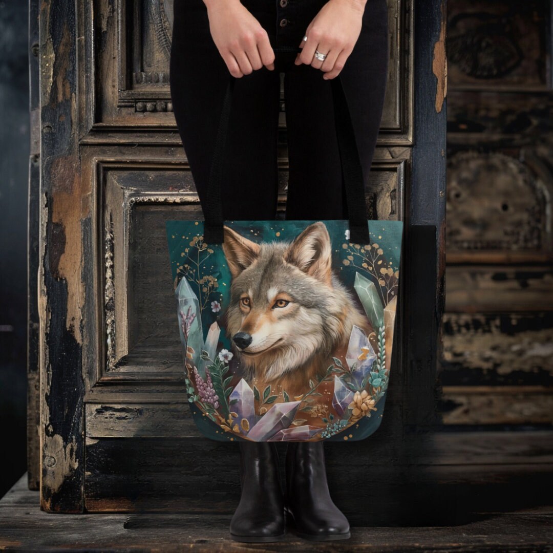 Enchanted Wolf, Fantasy Art, Wolf Handbag, Tote, Wolf Art, Pagan Art ...