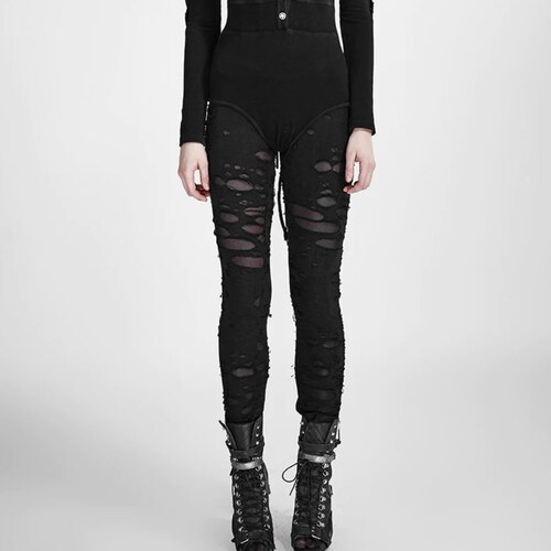 Ripped Leggings in Black Gothic Leggings With Rips - Etsy