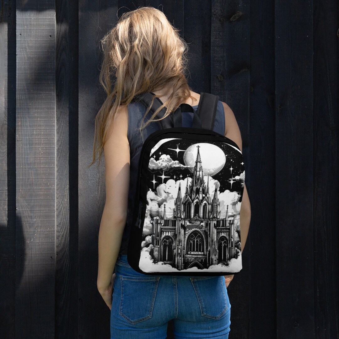 Gothic Backpack, Cathedral Art, Stars and Moon, Unisex Backpack ...