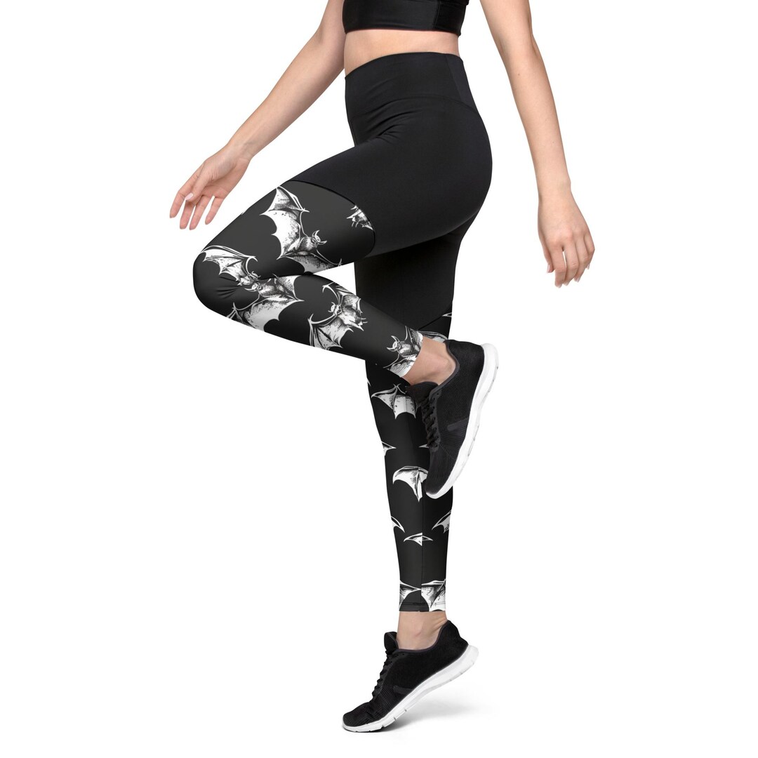 Bat Sports Leggings - Gym Leggings - Compression Leggings - Black ...