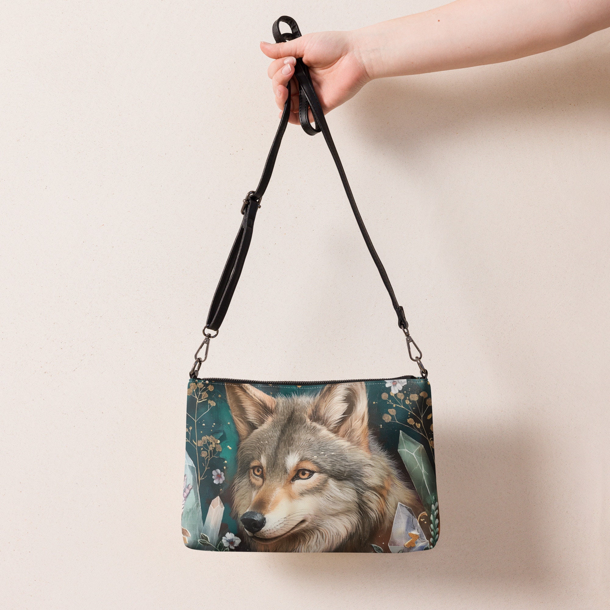 Enchanted Wolf Crossbody Bag, Boho Bag, Boho Makeup Bag, Wolf Lover ...