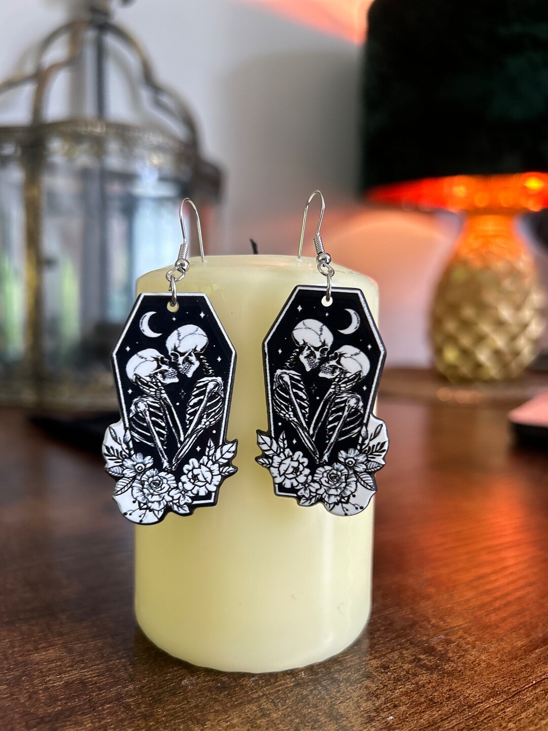 Coffin Skeleton Earrings - Gothic Jewelry - Halloween Accessories ...