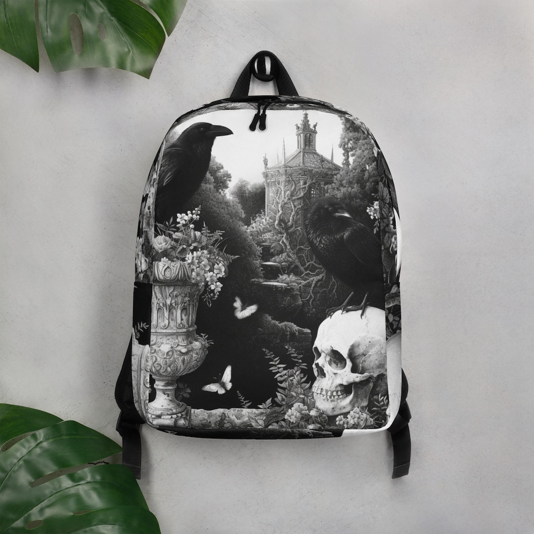 Black and White Backpack - Gothic Backpack - Raven Backpack - Raven Bag ...