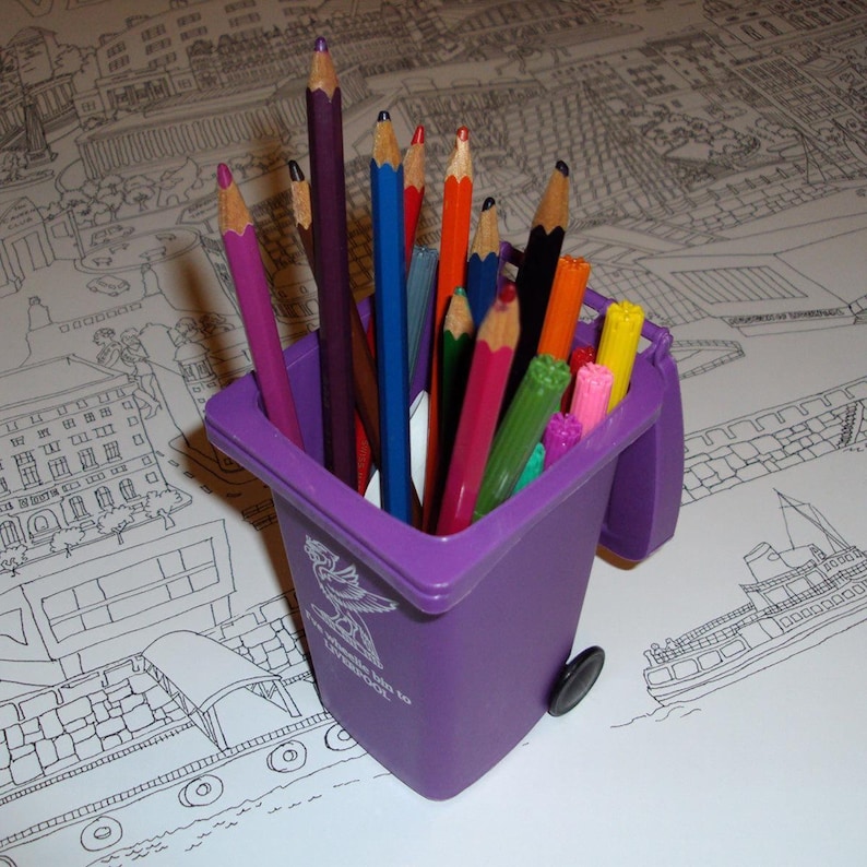 Purple Wheelie Bin Desk Tidy - Etsy
