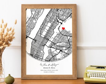 Where We Met Map /where It All Began /couple Map/ Gift for Her/ Gift ...