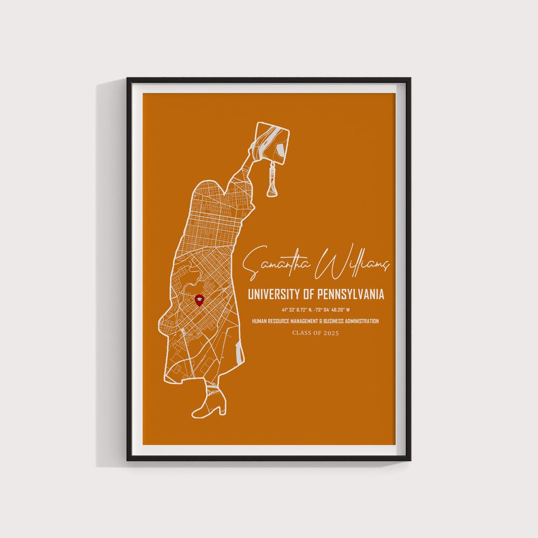 Graduation Map Art, College Graduation Gift, Custom School Map ...