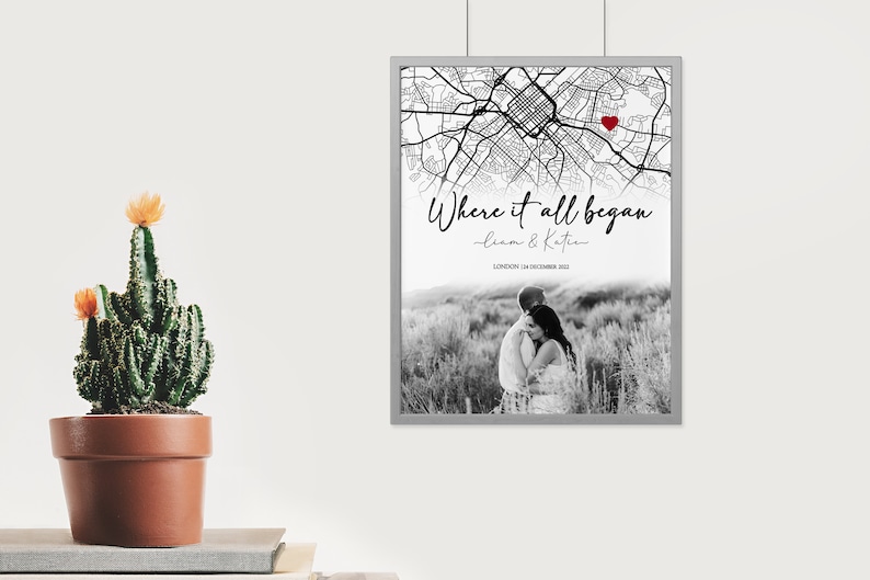 Personalised Love Map Where It All Began We Met Poster, Custom ...
