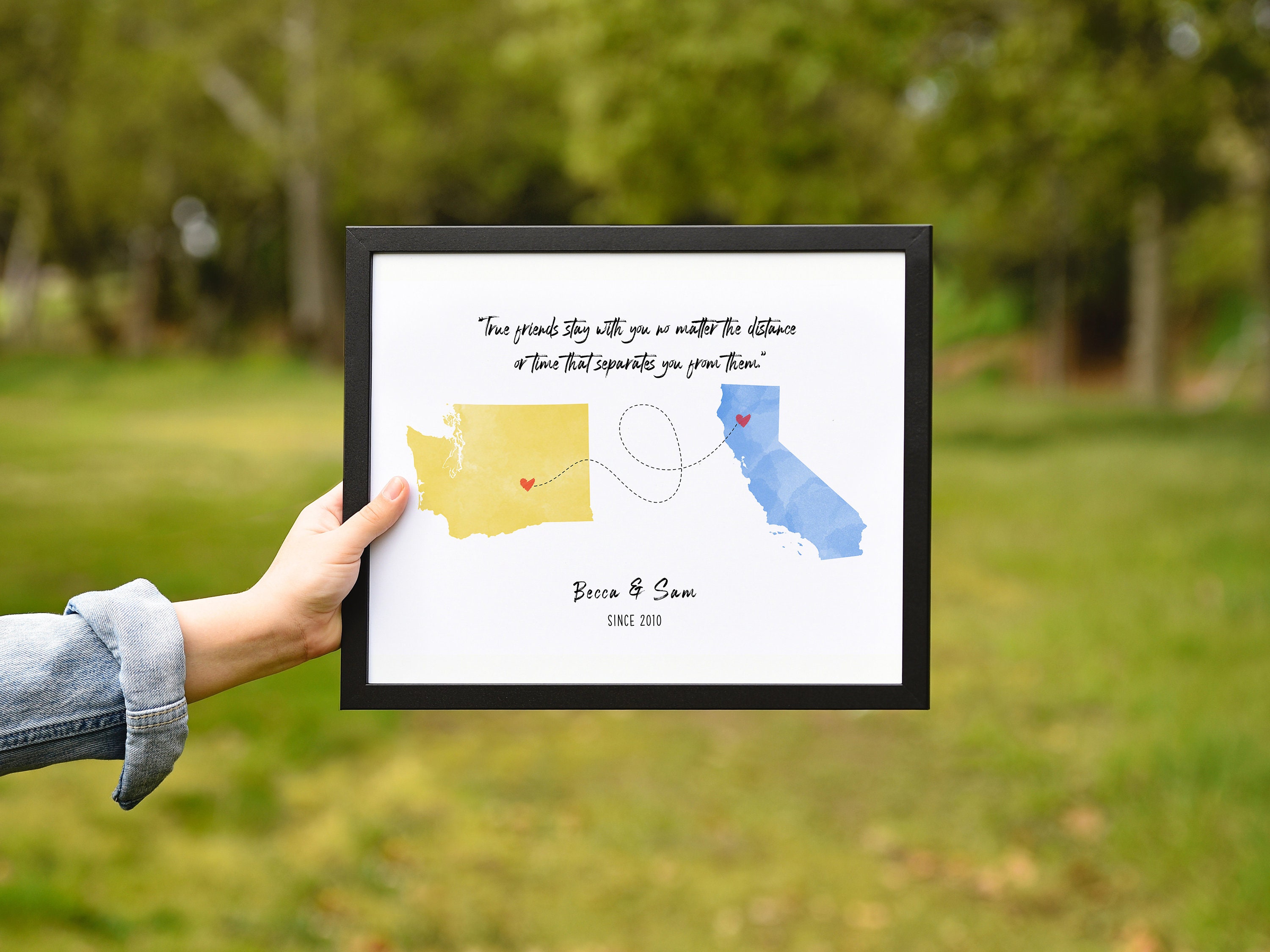International Love Map Art, Long Distance Relationship Gift for ...