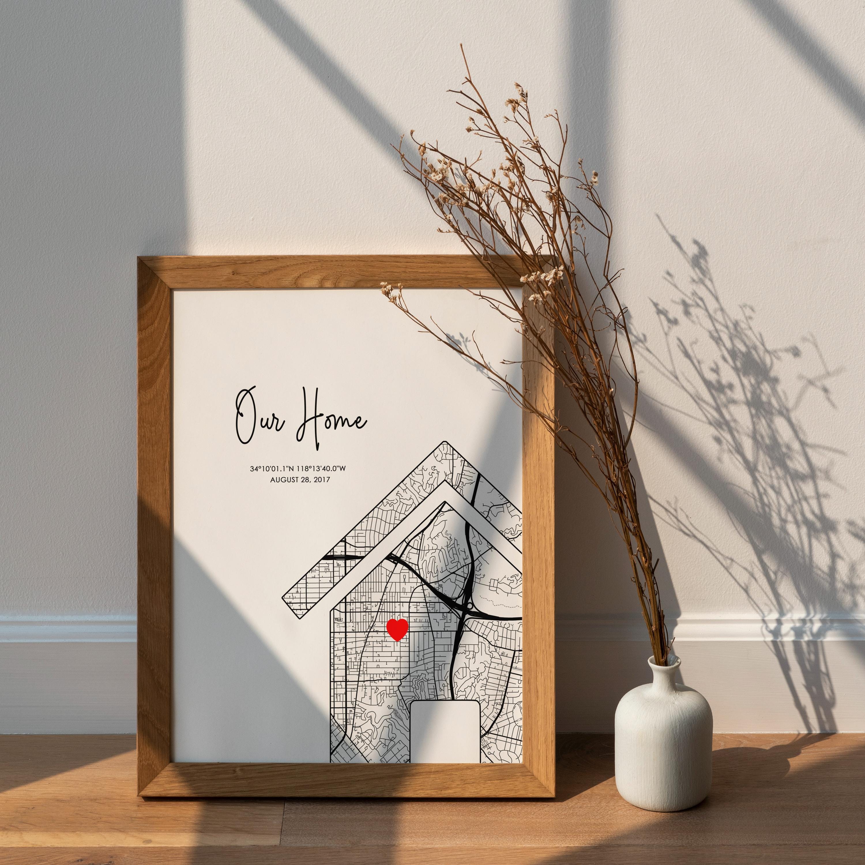 New Home Map Art, Realtor Gift Map, Custom Family Map, Housewarming ...