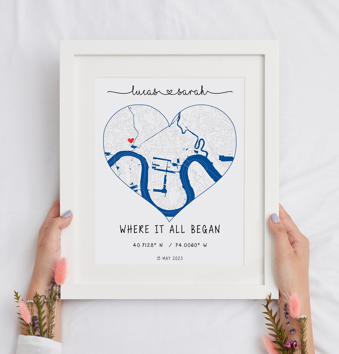 Custom Map Where We Met Wedding Anniversary Gift Idea Anniversary Gift ...