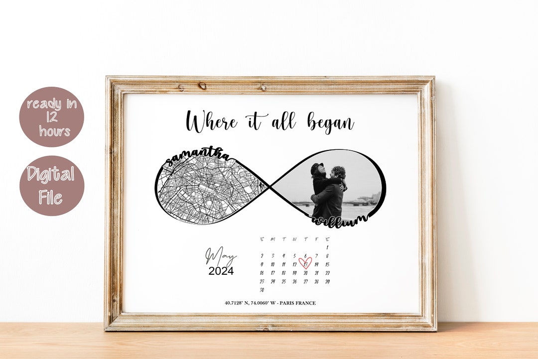 Infinity Map Art Gift, Anniversary Couple Map, Custom Love Map Print ...
