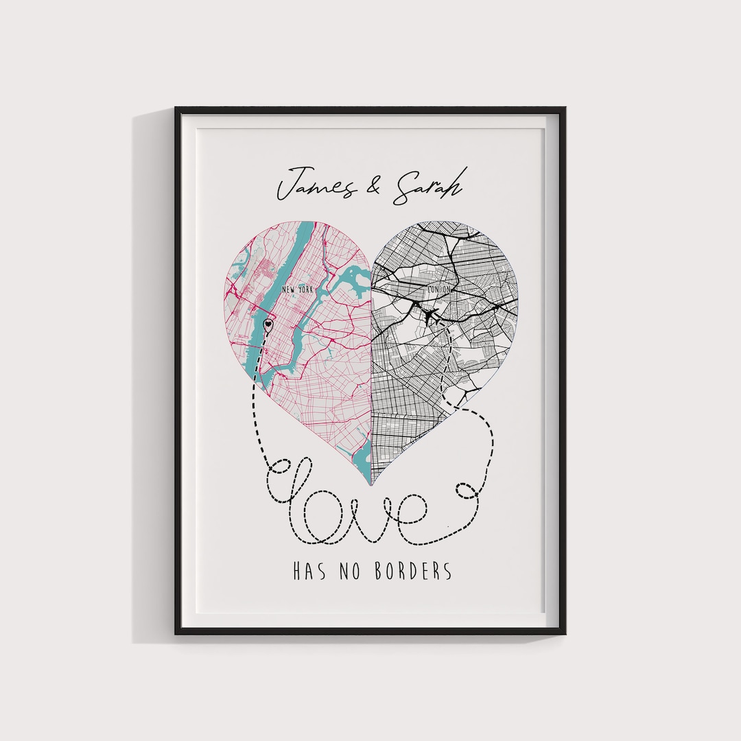 Mapa personalizado del corazón, mapa de dónde nos conocimos, mapa de la ...