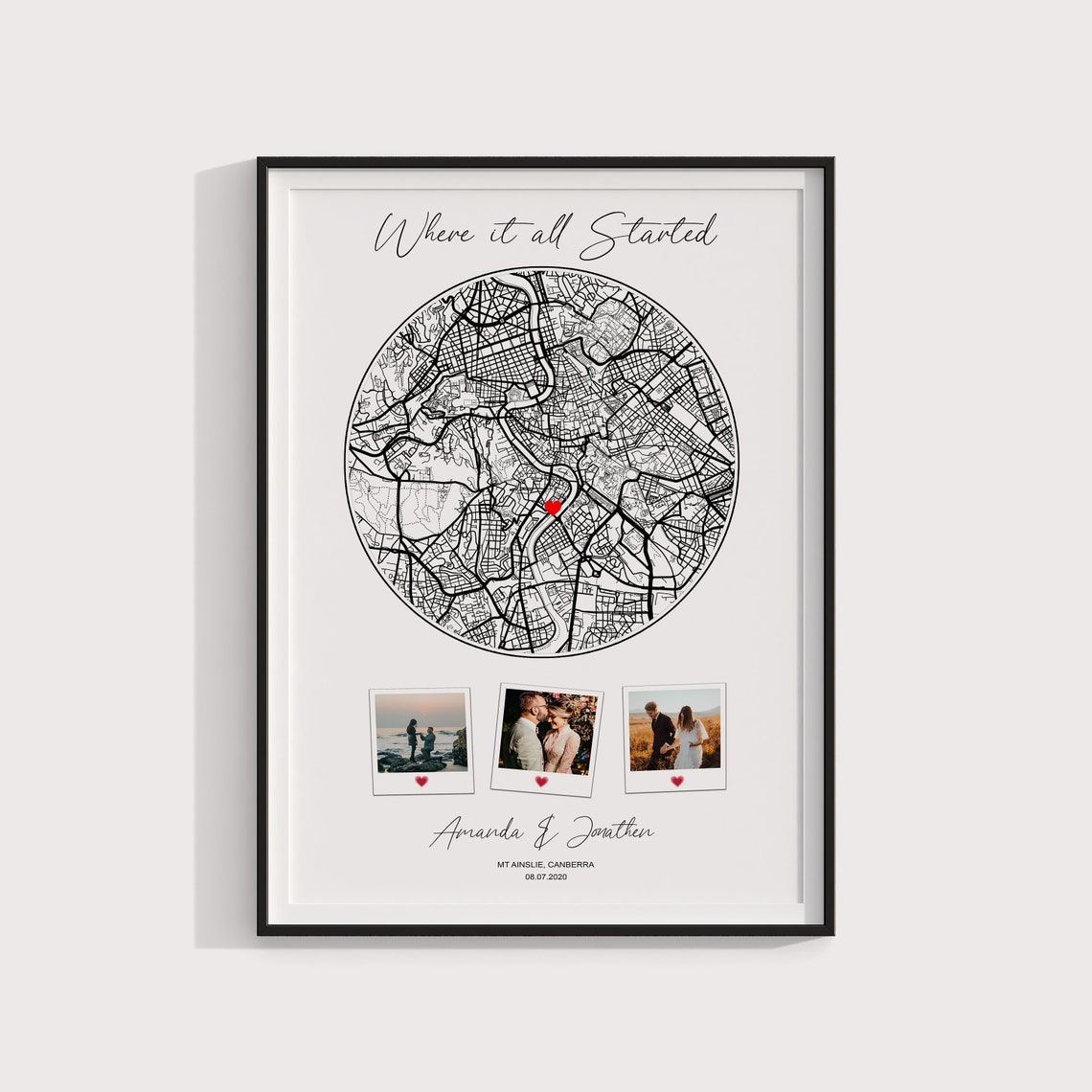 Where We Met Map /where It All Began /couple Map/ Gift for Her/ Gift ...