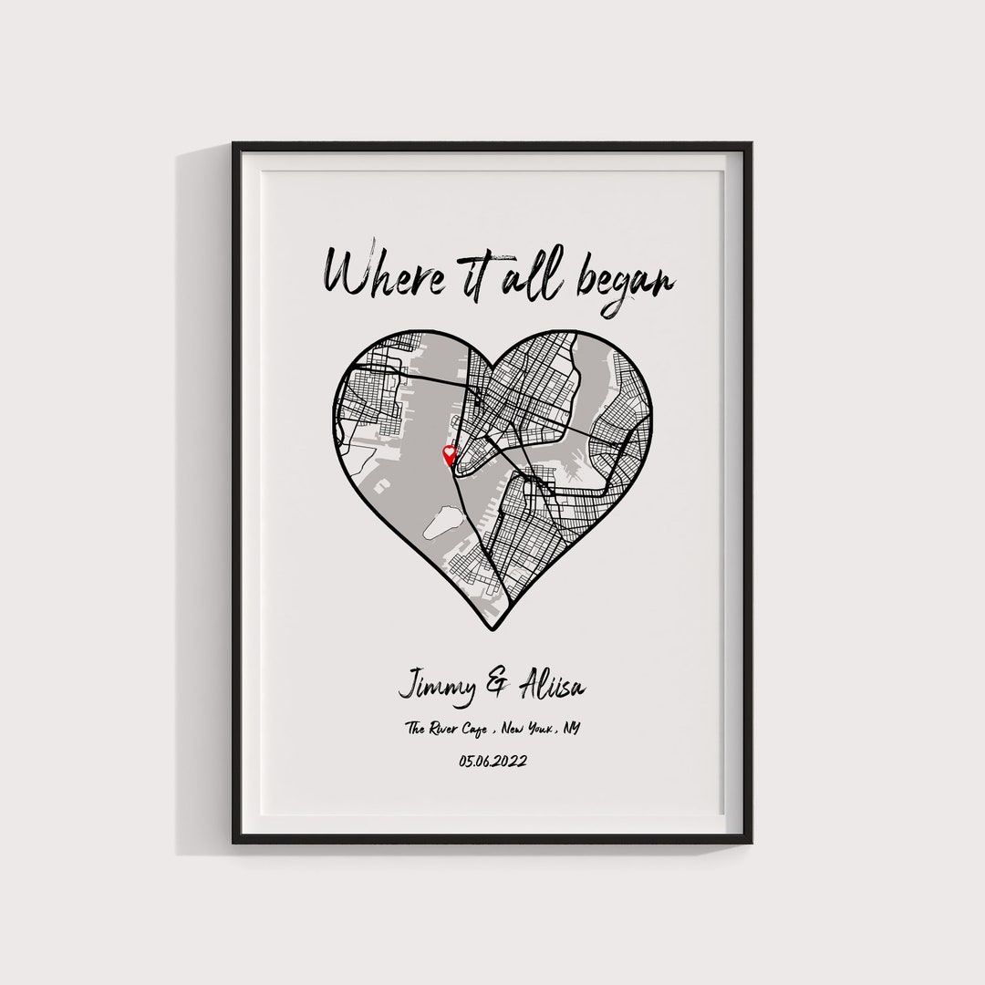 Where It All Began Custom Map Art Gift Ideas for Engagement and ...