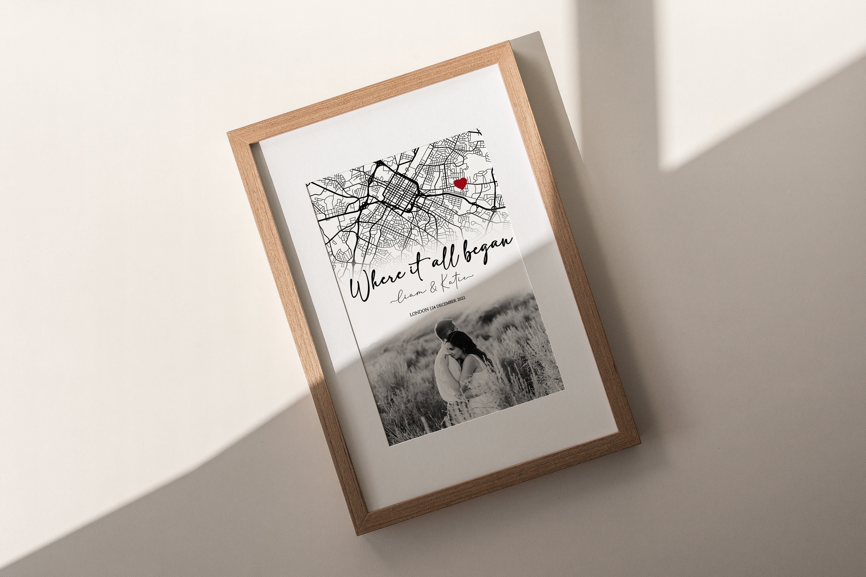 Personalised Love Map Where It All Began We Met Poster, Custom ...
