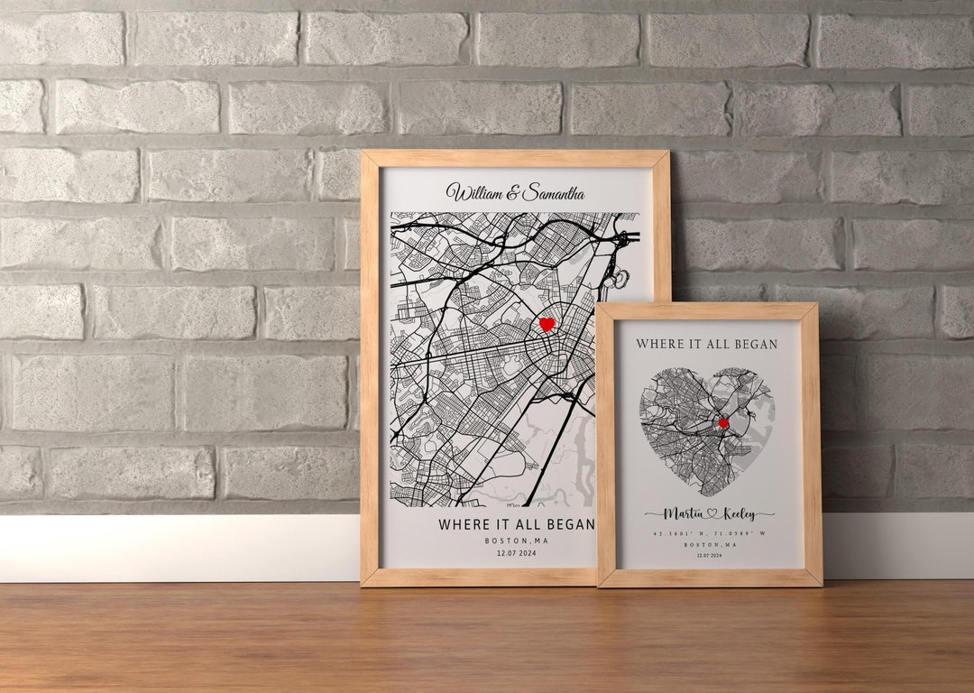 Anniversary Gifts,where It All Began,where We Met Map,custom Map Print,graduation Gifts,our ...