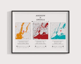 Where We Met Map /where It All Began /couple Map/ Gift for Her/ Gift ...