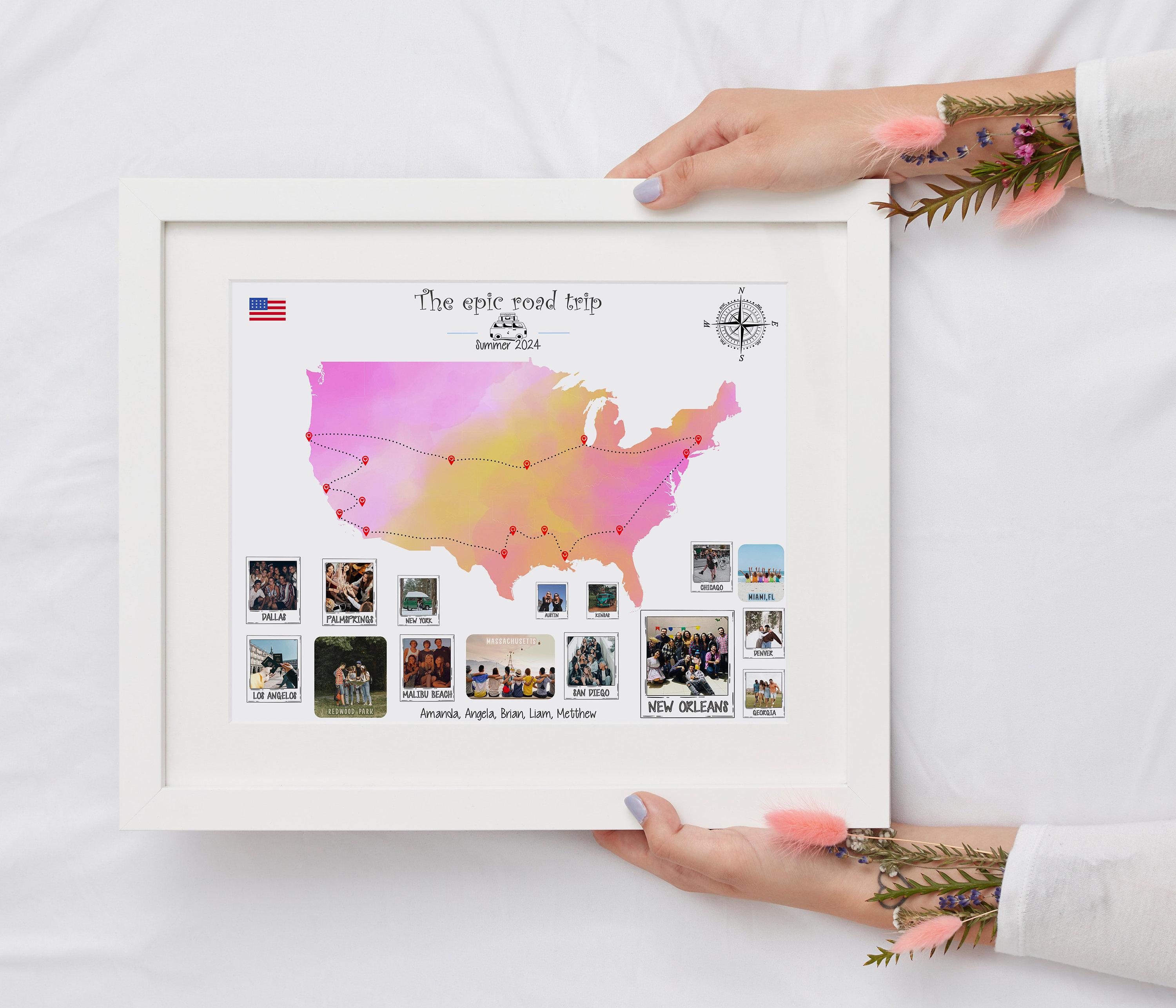 Personalized Usa Road Trip Map-us Travel Map Print-personalized Map ...