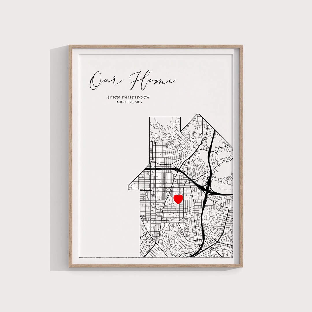 Custom Home Map Art: Elegant Realtor Closing Gift (digital File) - Etsy