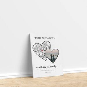 Where She Said Yes Map Art With Picture and Location Pritable Gift for ...
