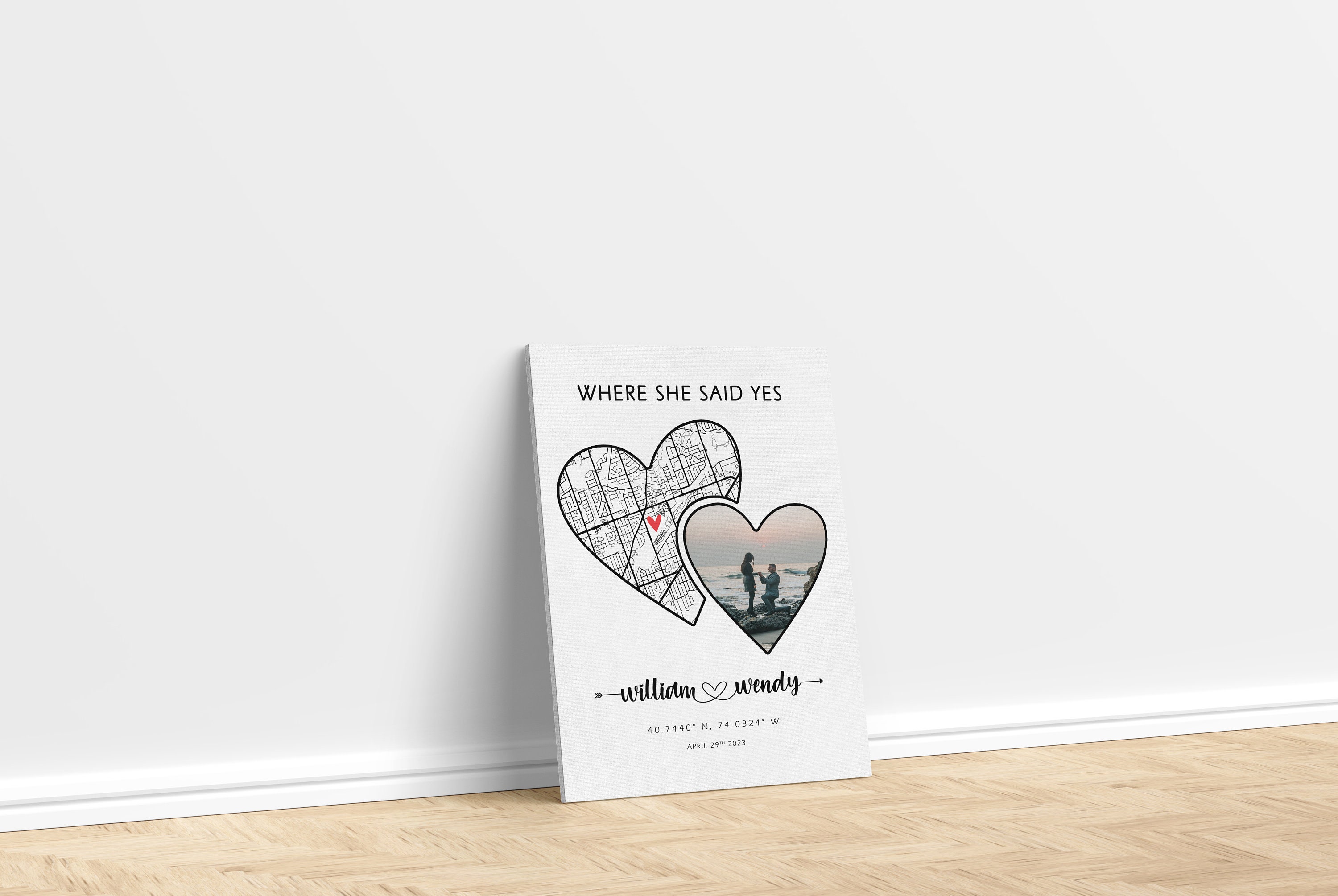 Where She Said Yes Map Art With Picture and Location Pritable Gift for ...