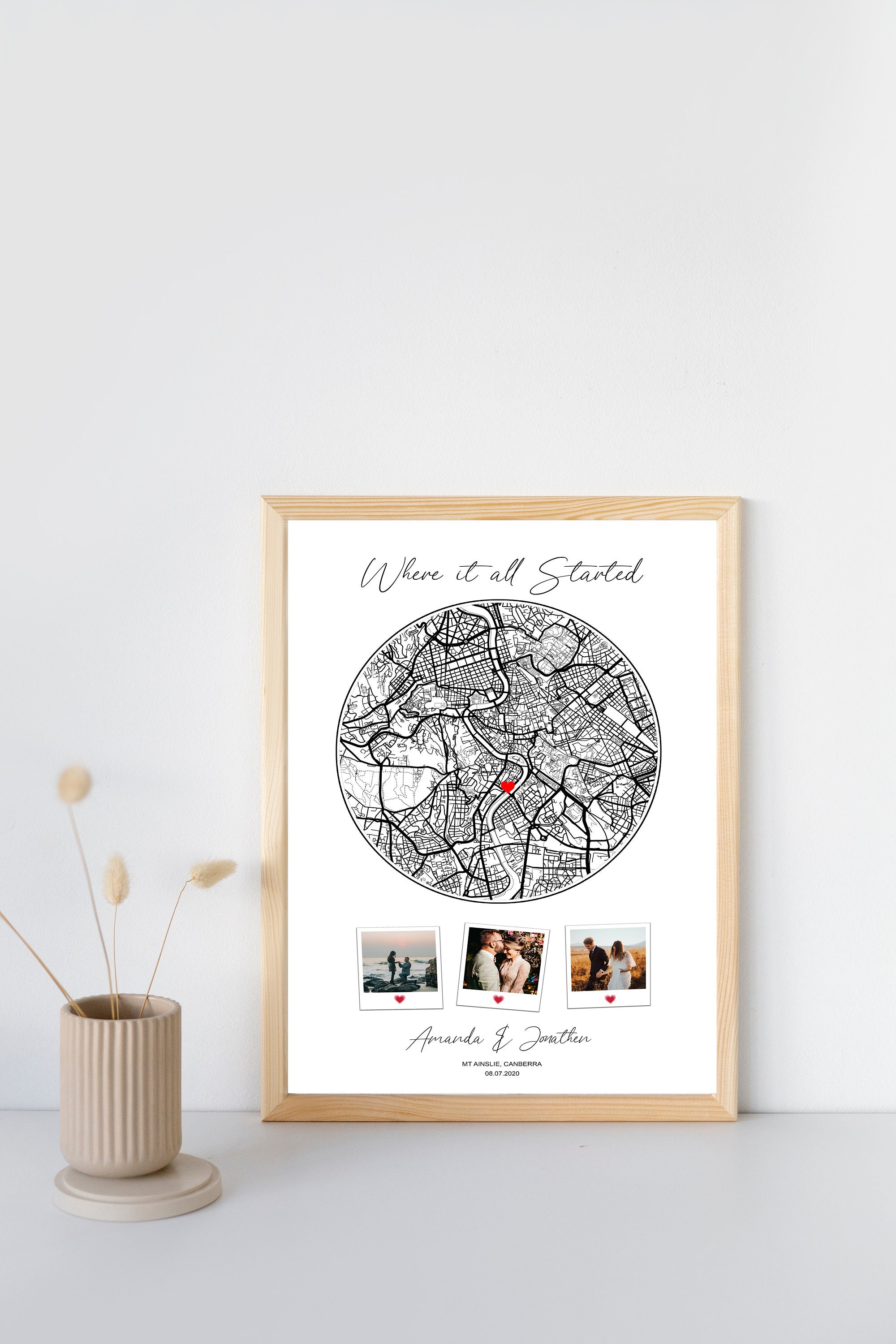 Anniversary Gift Love Map Where It All Began Where We Met - Etsy