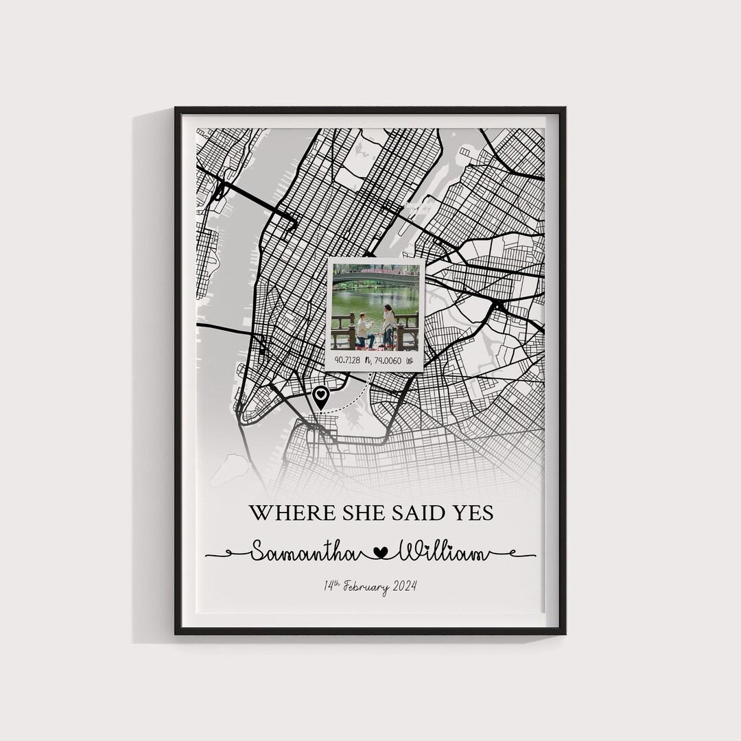 Anniversary Map Art – Personalized Custom Map for Romantic Gift ...