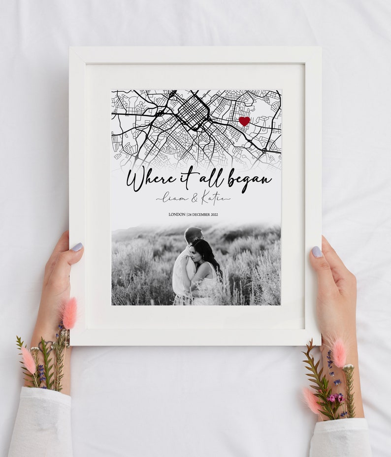Personalised Love Map Where It All Began We Met Poster, Custom ...