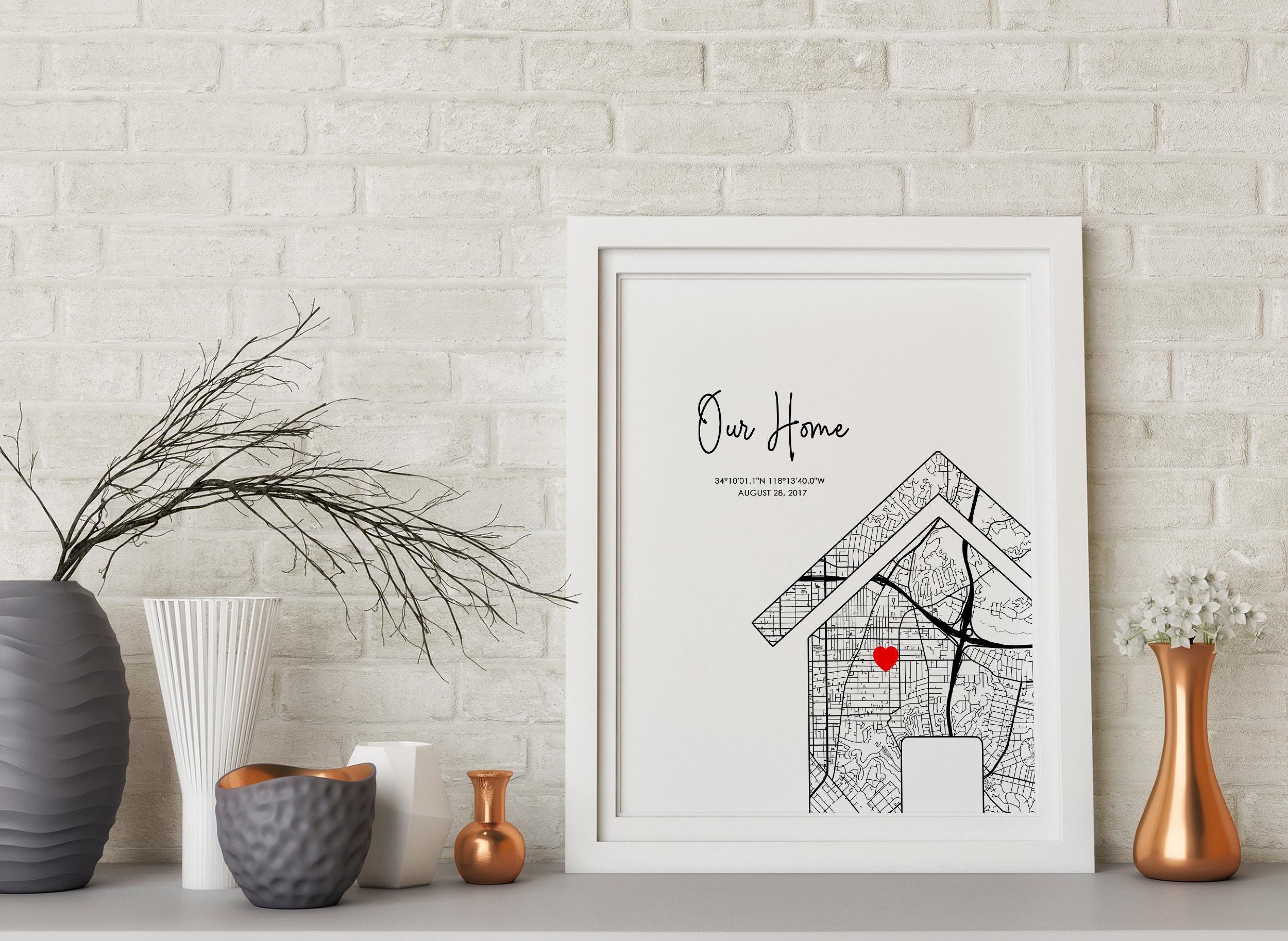 New Home Map Art, Realtor Gift Map, Custom Family Map, Housewarming ...