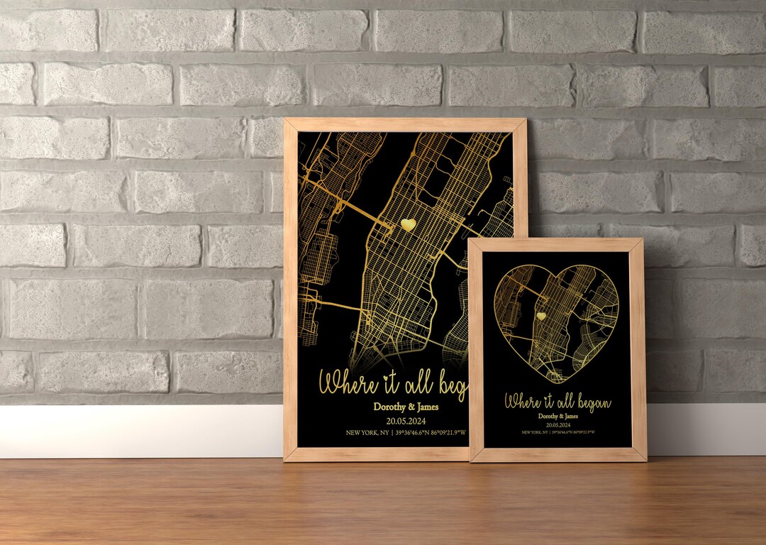 Where We Met Map, Where It All Began, Couple Map, Gift for Her, Gift ...