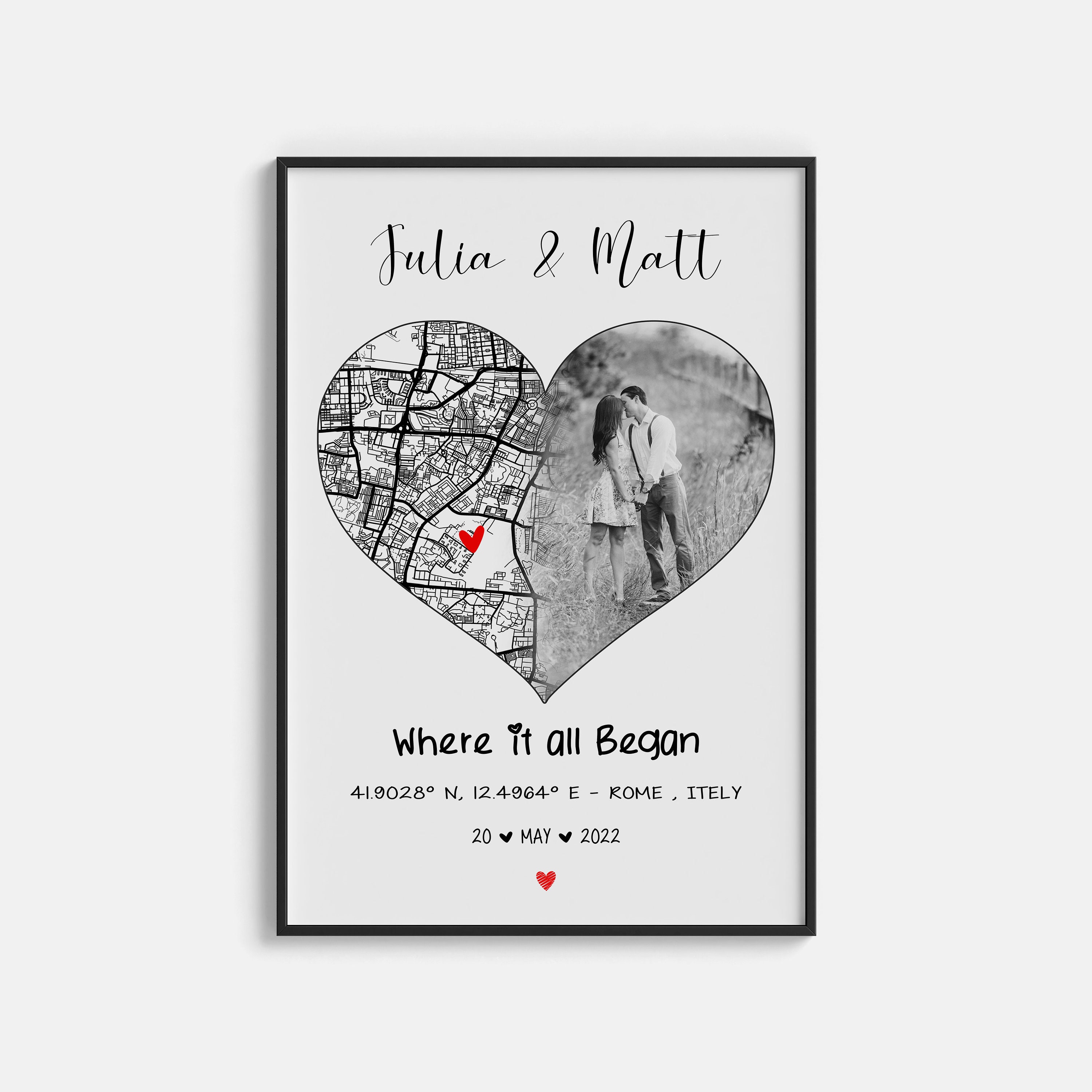 Engagement Gift, Engagement Custom Gift Map, Custom Map Print, Where ...