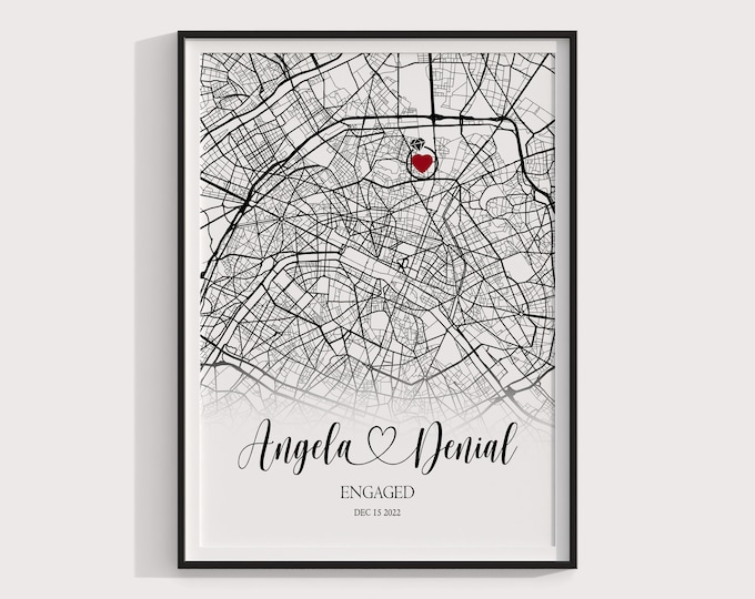 Valentine's Day Gift Map, Where It All Began, Custom Map Gift Valentine ...