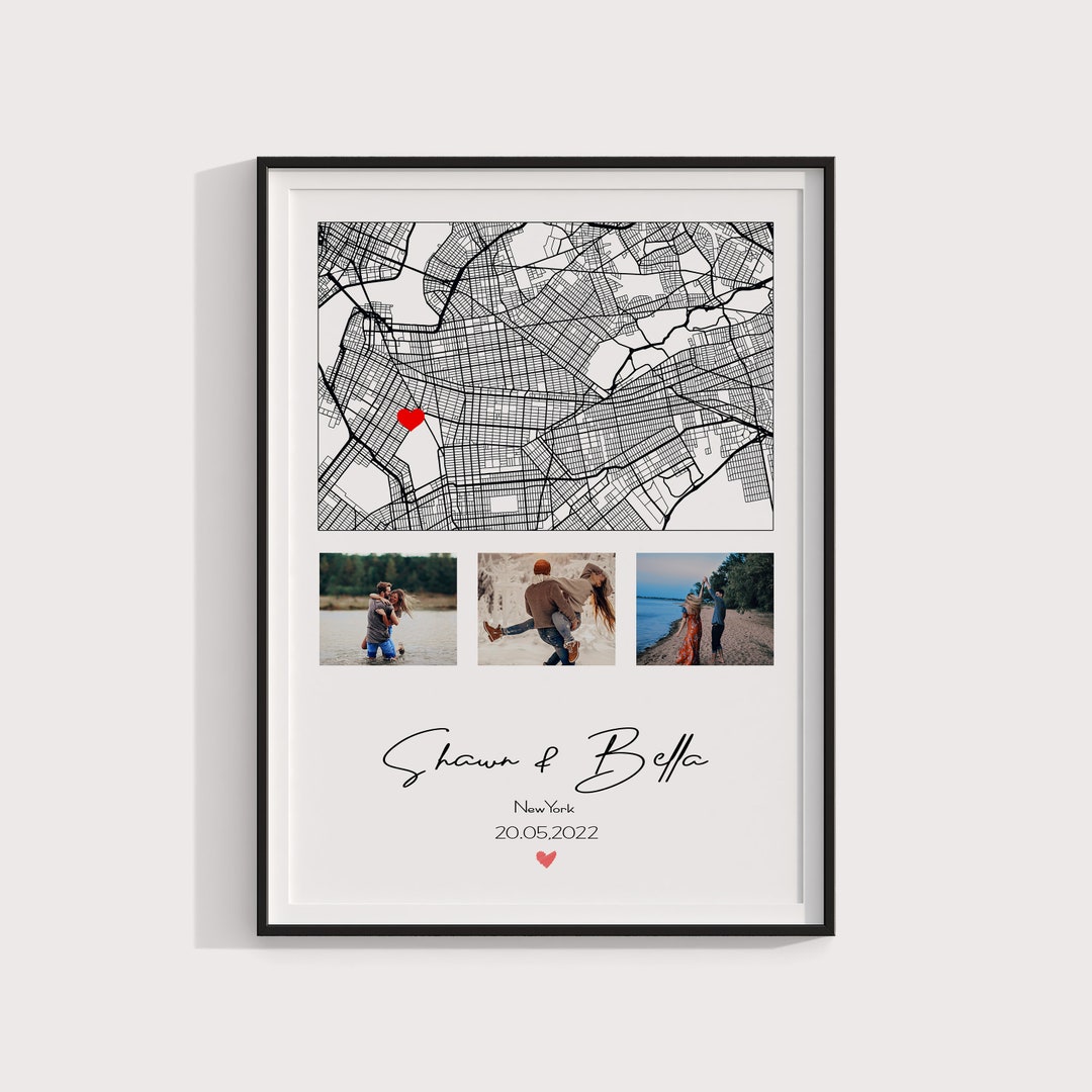 Engagement Gift Engagement Print Engagement Map Print Couples Gift ...